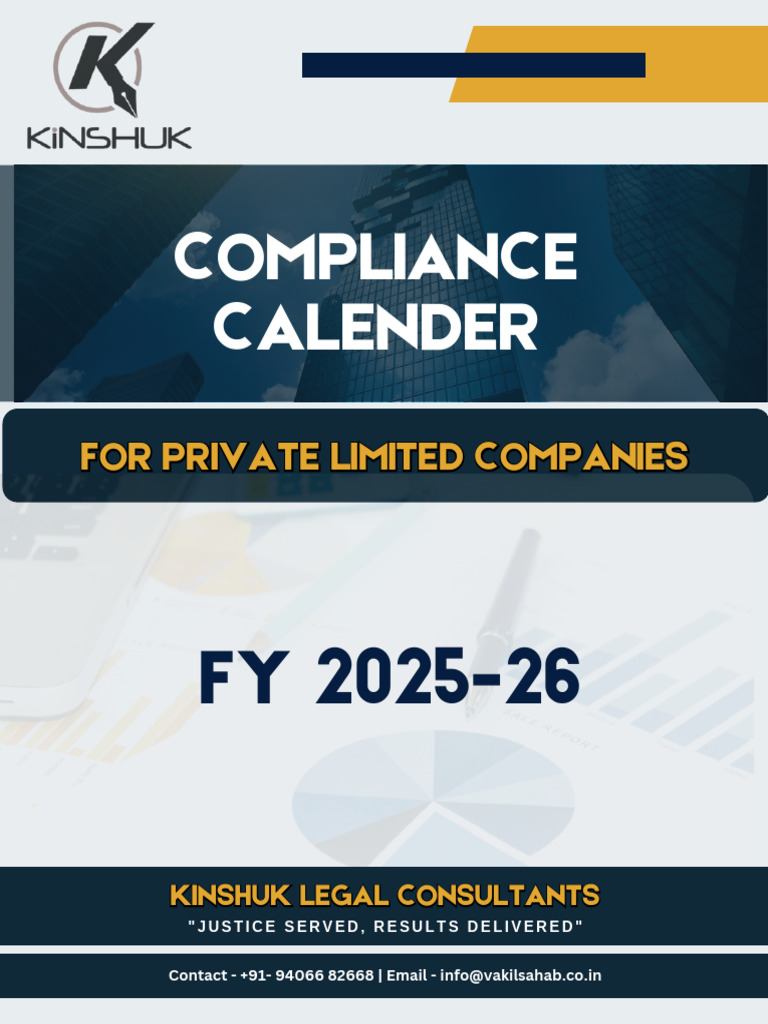 Compliance Calendar for Pvt Ltd 2025-26 | PDF | Revenue | Corporations