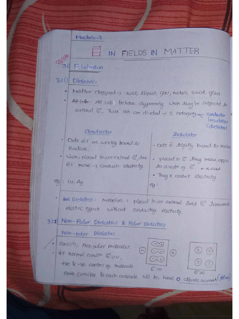m3 Full Note Electric Fields in Matter 3rd Sem Core Physics | PDF