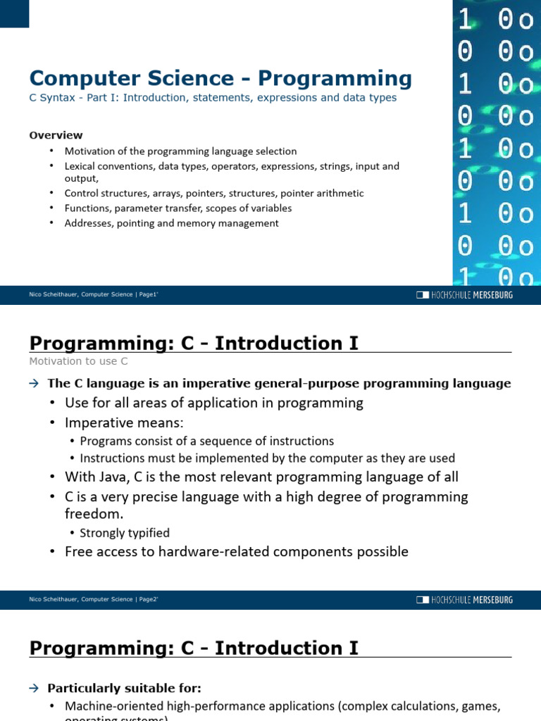 B) Programming Introduction To C | PDF | Variable (Computer Science ...