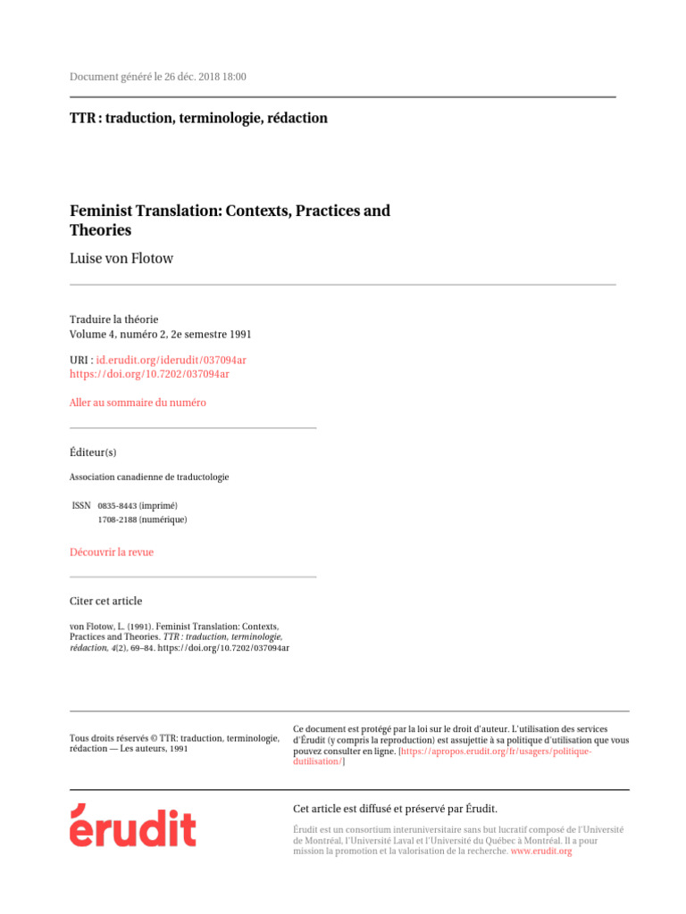 1 Feminist Translation Contexts, Practices and Theories | PDF ...