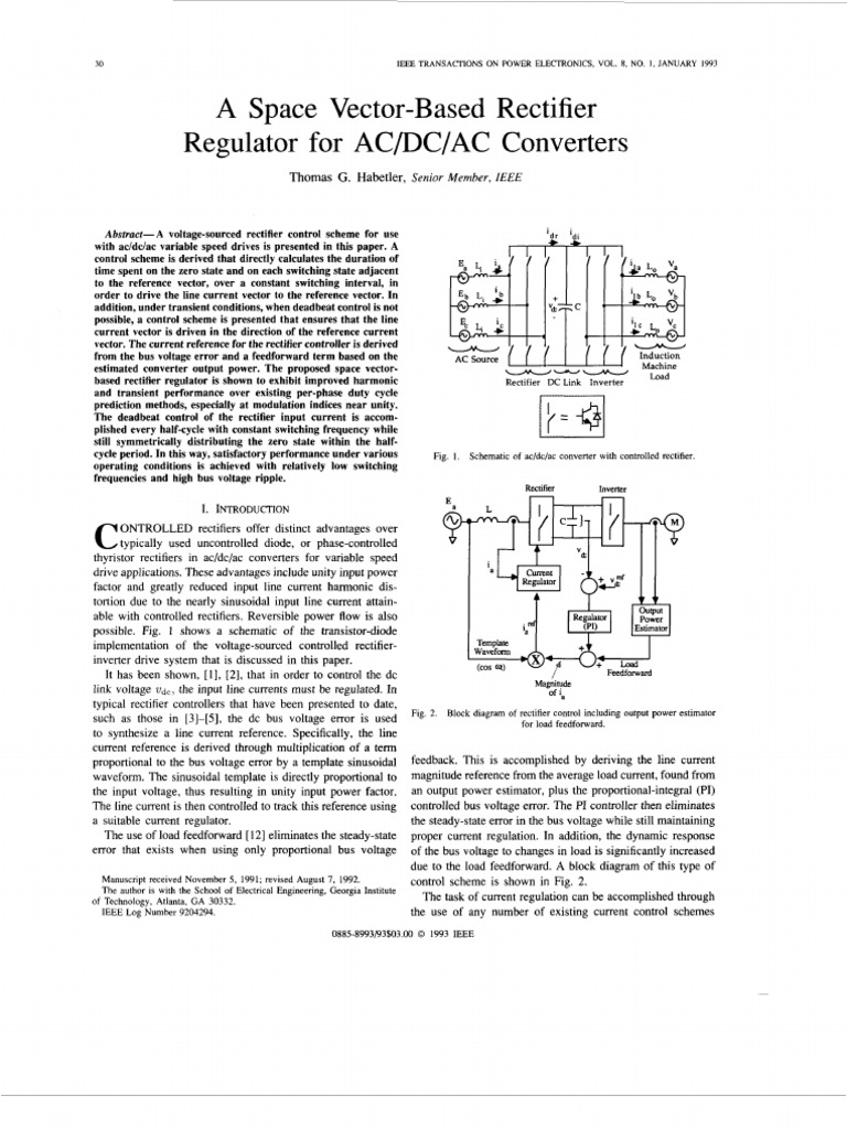 A Space Vector-Based Rectifier Regulator For AC DC AC Converters | PDF ...