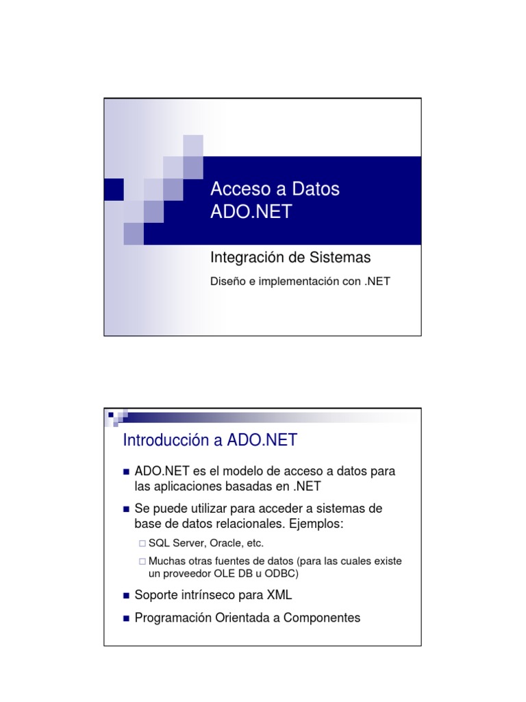 ADO.NET: Guía de Acceso a Datos .NET | PDF | Active X Data Objects | Servidor SQL de Microsoft