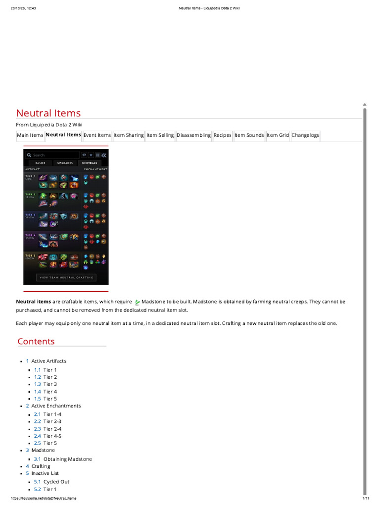 Neutral Items - Liquipedia Dota 2 Wiki | PDF
