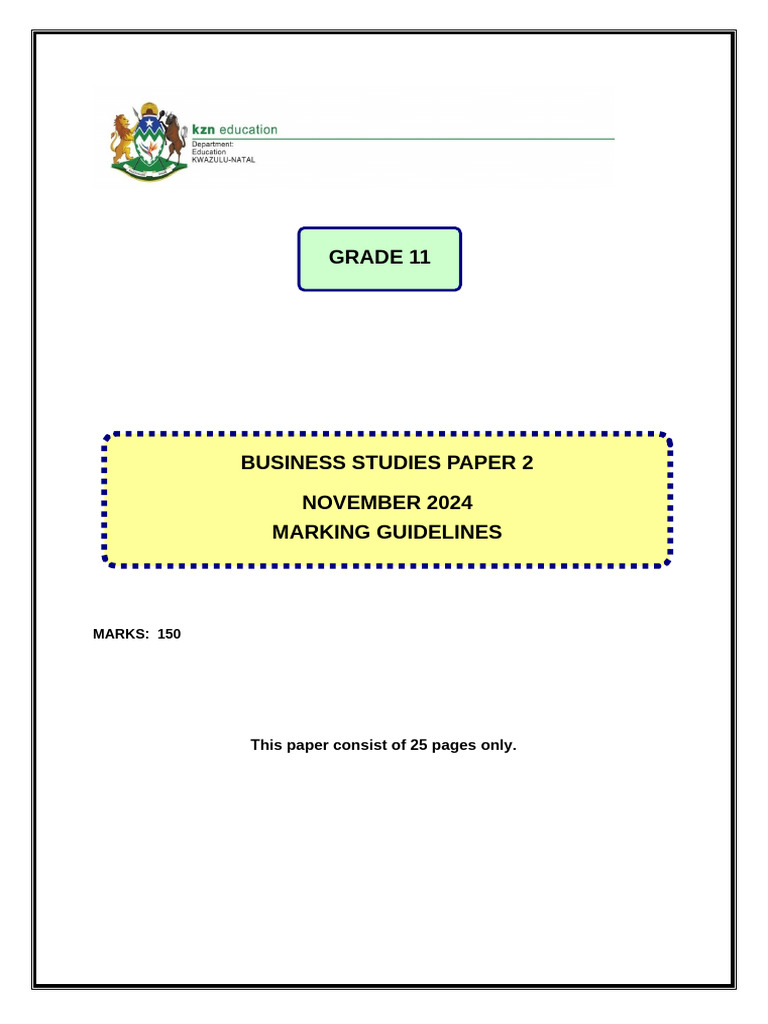 Grade 11 Paper 2 MG Final Exam 2024 Simelane M.M.N | PDF | Business ...