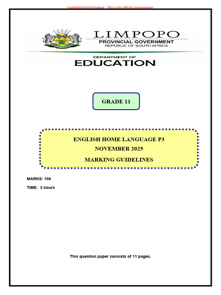 Grade 11 English Paper 3 Guidelines | PDF | Essays | Thought