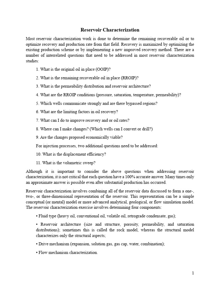 Reservoir Characterization Techniques | PDF | Petroleum Reservoir ...