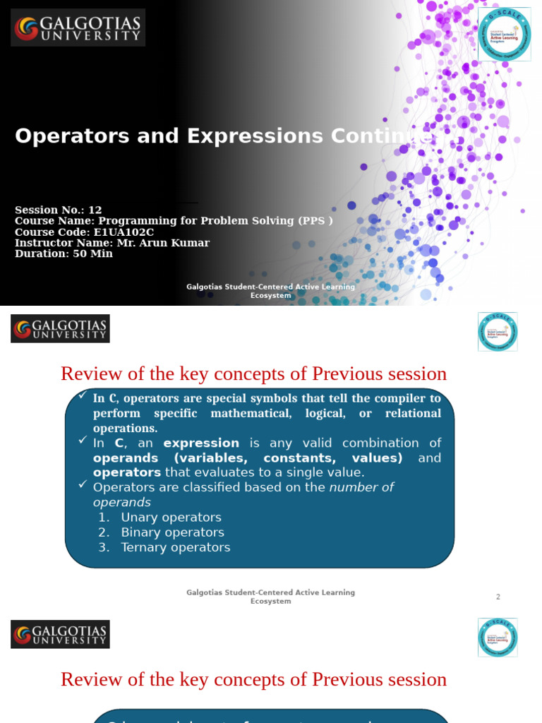 Lec 12 Operators and Expressions Continue | PDF | Computer Programming ...