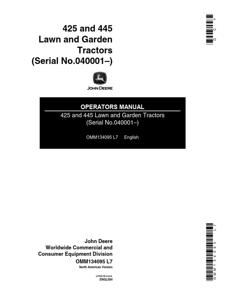 JD 425 Operators Manual | PDF | Mulch | Tractor