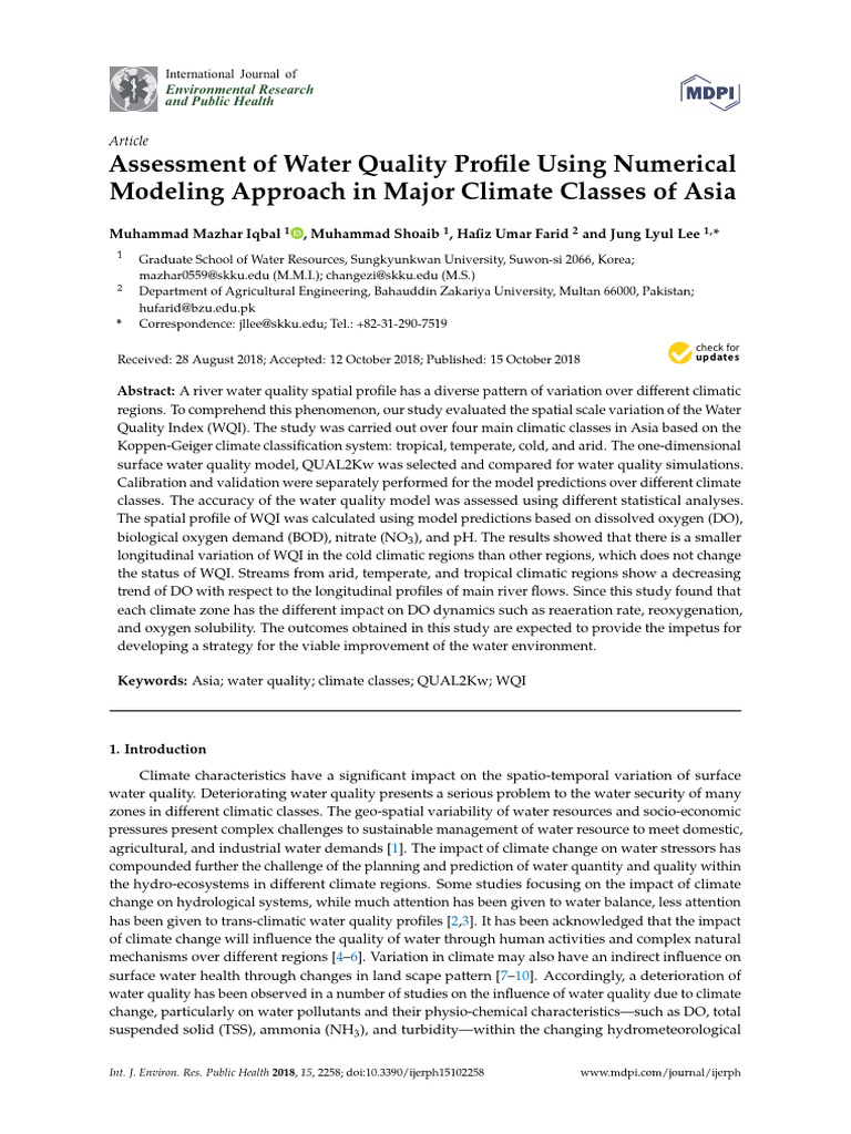 Assessment of Water Quality Profile Using Numerica | PDF | Climate | Water