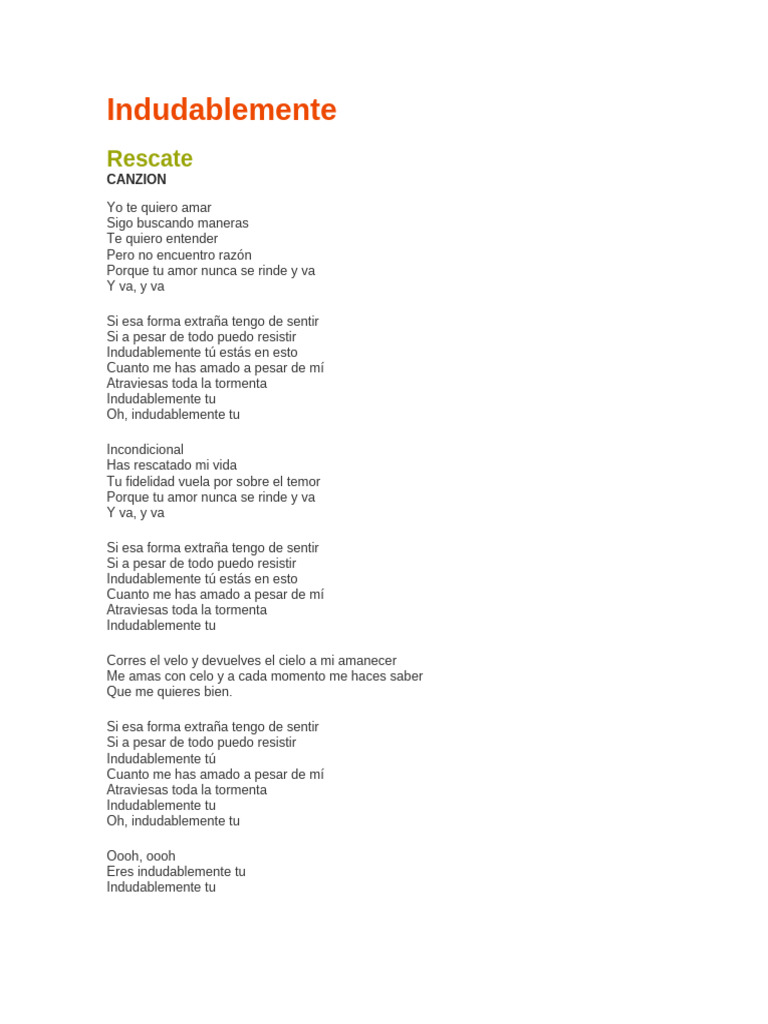 Indudablemente Letra Canzion | PDF