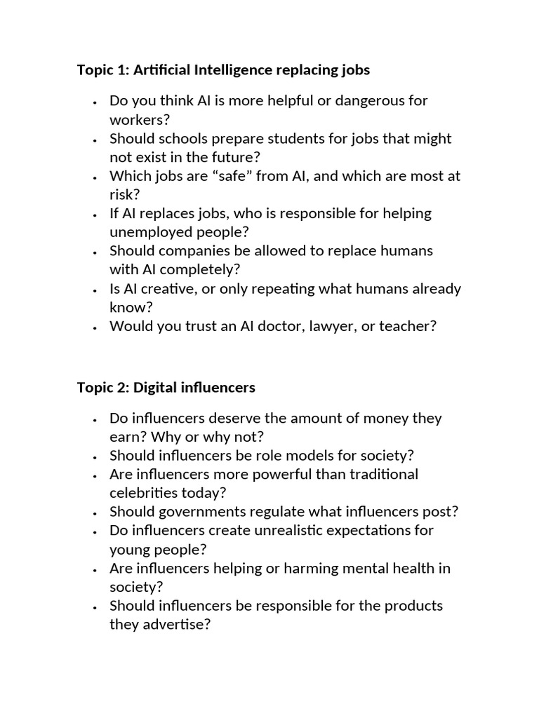 Debate Topics | PDF