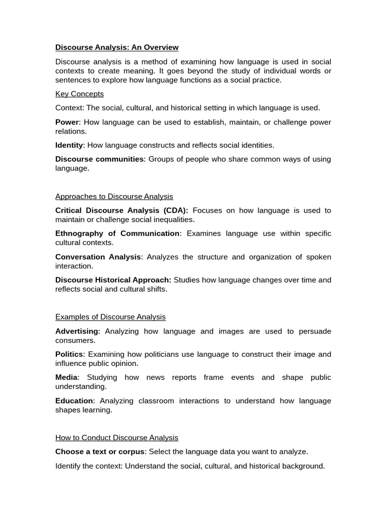 Discourse Analysis | PDF