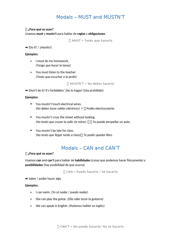 Modals - Explicacion Adaptados | PDF