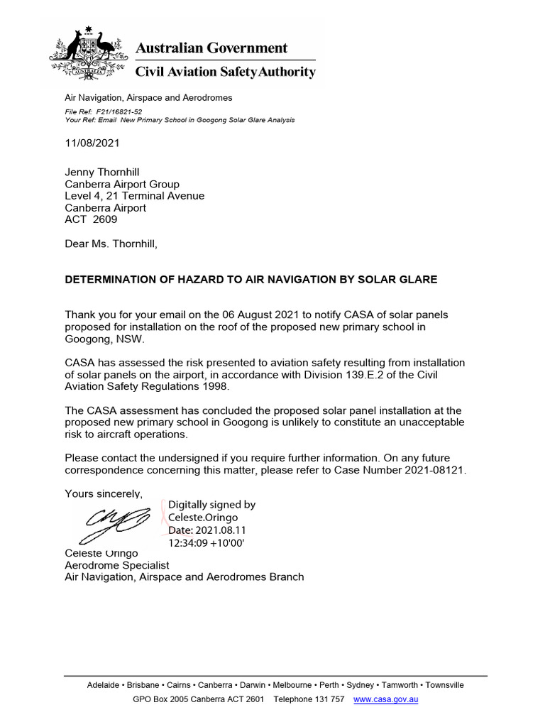 Appendix 11b - CASA Response To Solar Glare | PDF
