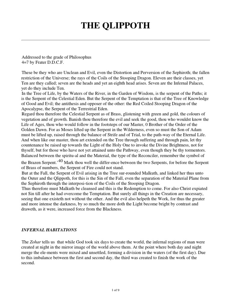 The Qlippoth: Infernal Realms Explained | PDF | Serpents In The Bible ...