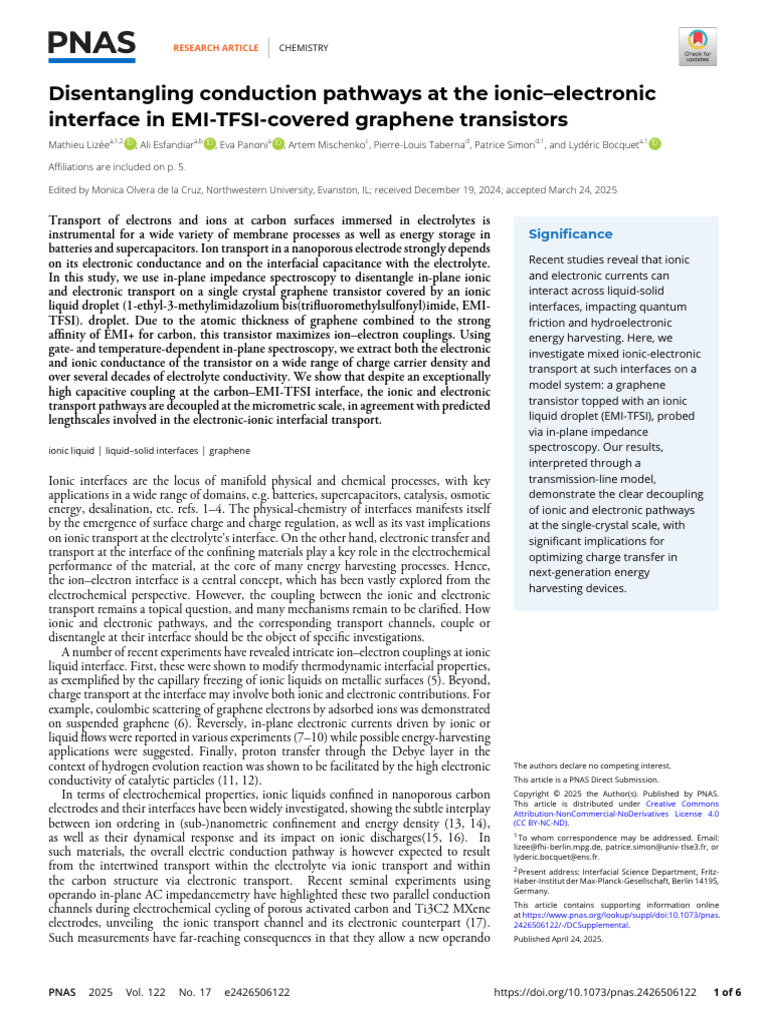 Pnas 202426506 | PDF | Graphene | Electrical Resistivity And Conductivity
