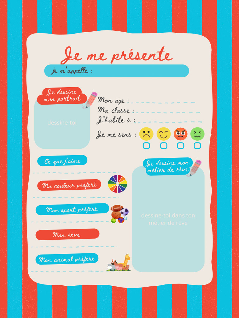 Fiche de Présentation Scolaire A4 | PDF
