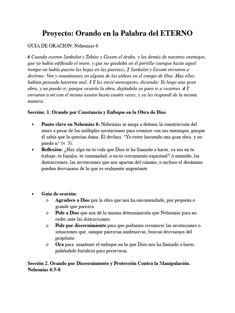 Orando en Nehemias 6 | PDF | Oración