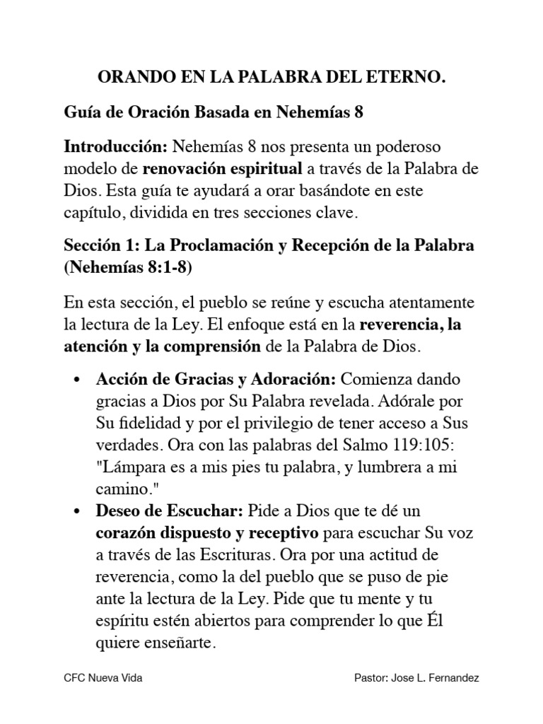 Orando en La Palabra Nehemias 8 | PDF | Oración | Salvación