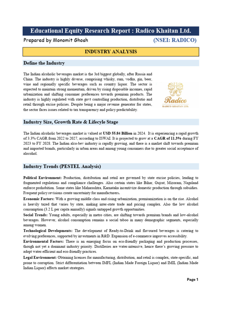 Radico Khaitan Ltd. Equity Research Report | PDF | Economies