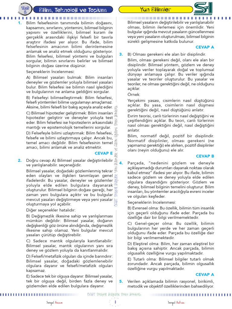 Bilim Cevap Anahtarı | PDF