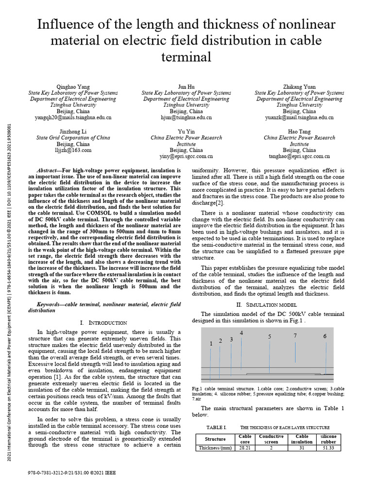 Influence of The Length and Thickness of Nonlinear Material On Electric ...