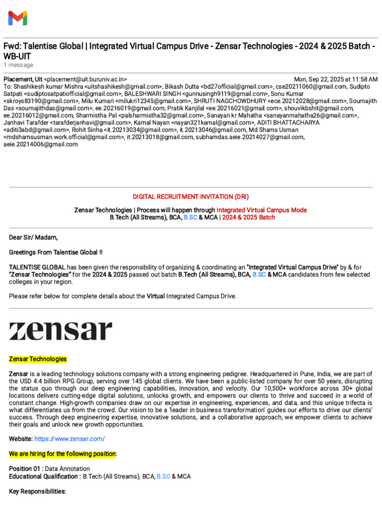 Gmail - Fwd_ Talentise Global _ Integrated Virtual Campus Drive - Zensar Technologies - 2024 ...