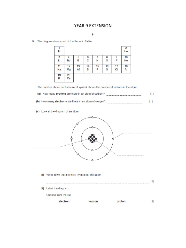 Topical Questions On The Periodic Table | PDF