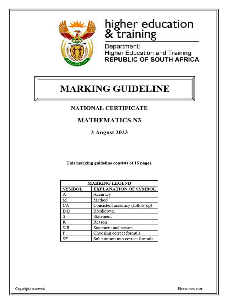 t1010 - Mathematics n3 Memo Aug 2023 Sign Off | PDF | Mathematical ...