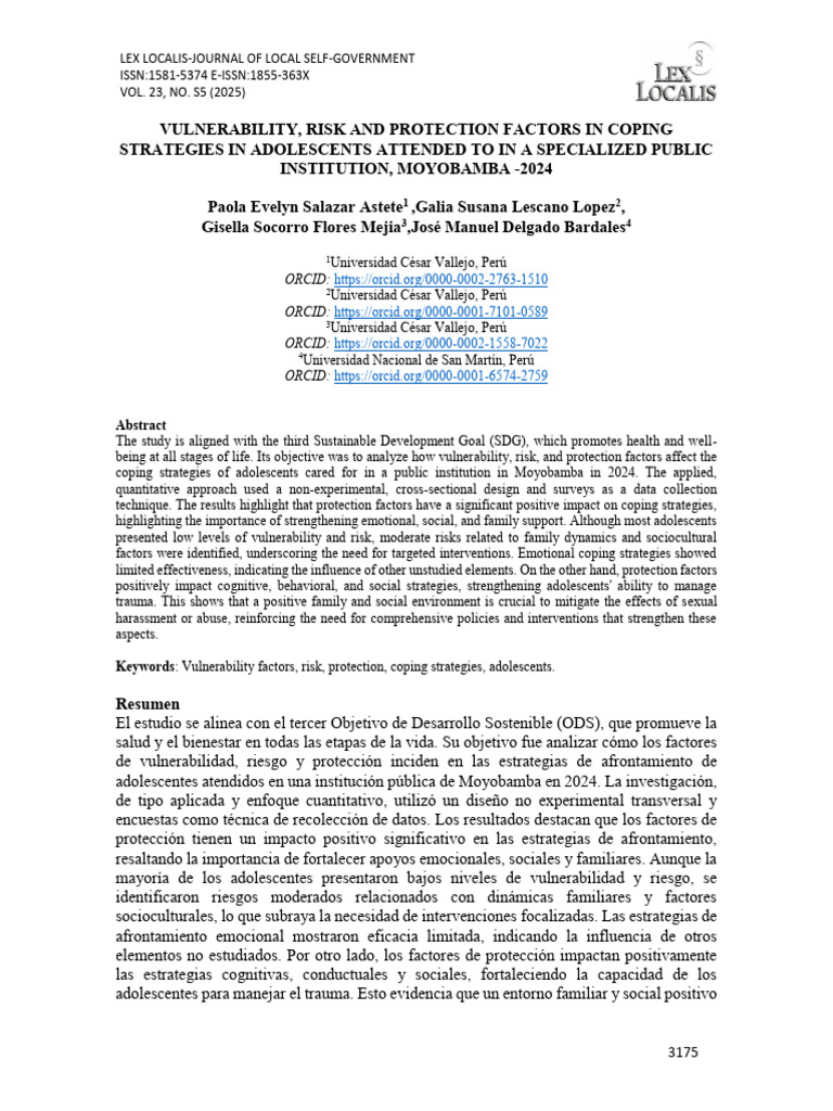 Vulnerability Risk and Protection Factors in Copin | PDF ...