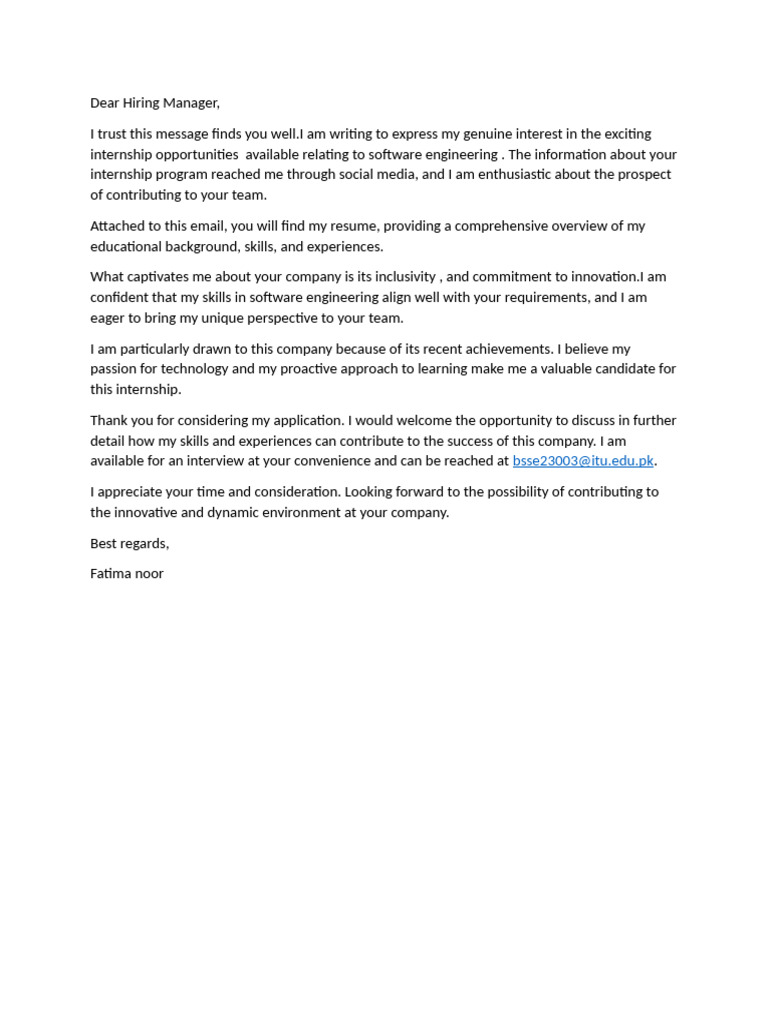 Dear Hiring Manager | PDF