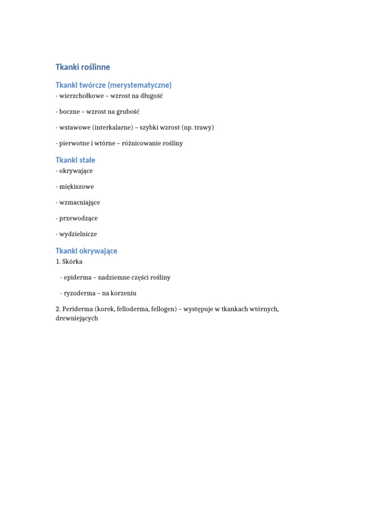 Tkanki Roslinne | PDF