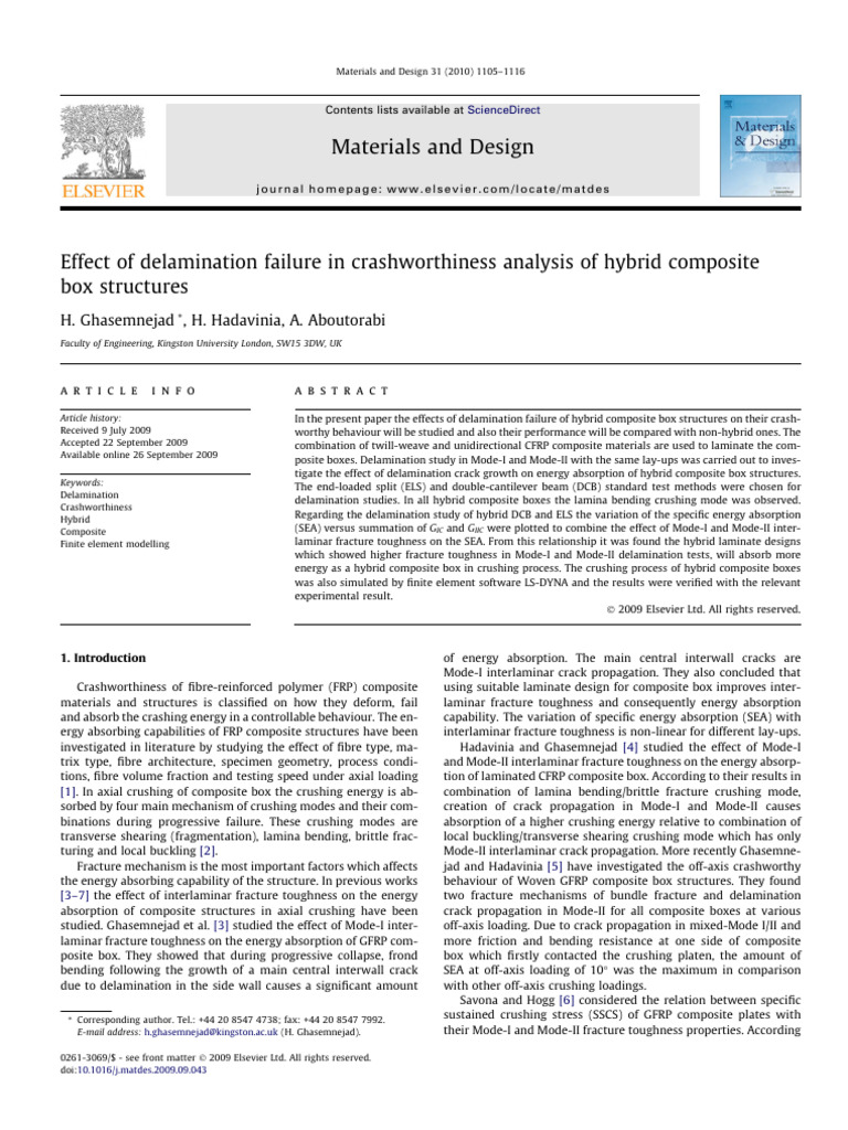 Effect of Delamination Failure in Crashworthiness Analysis 2010 ...