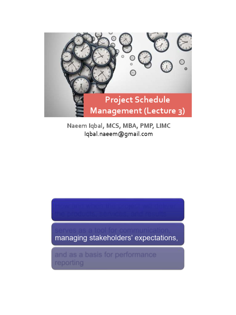 Lecture3 KeyConceptsofProjectScheduleManagement | PDF