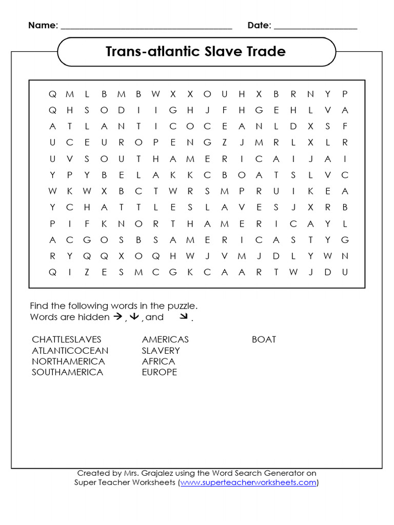 Super Teacher Worksheets Trans-Atlantic Slave Trade | PDF | Word Search ...