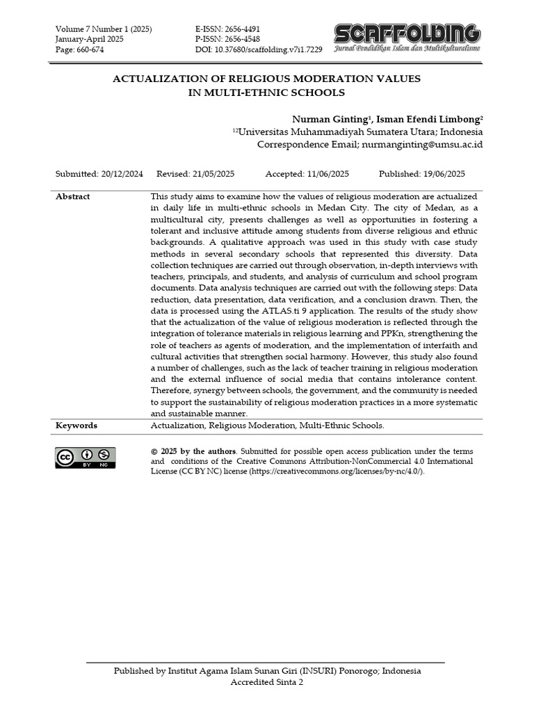 Actualization of Religious Moderation Values in Mu | PDF | Value ...