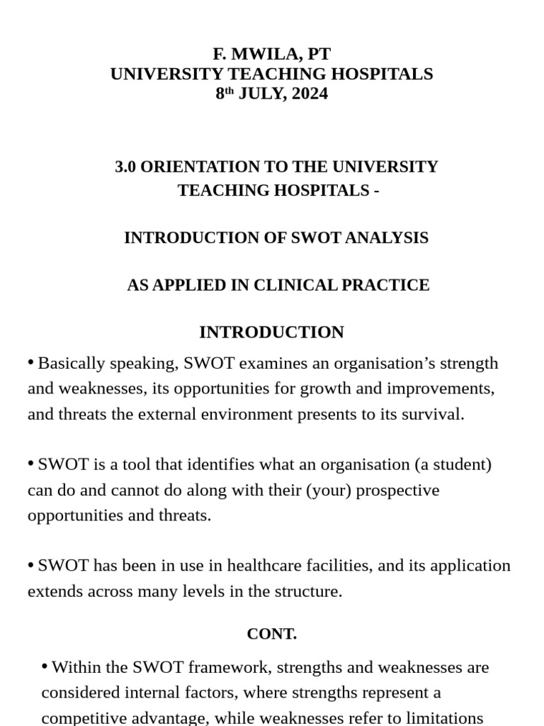 SWOT Analysis in Clinical Practice | PDF | Swot Analysis | Physical Therapy