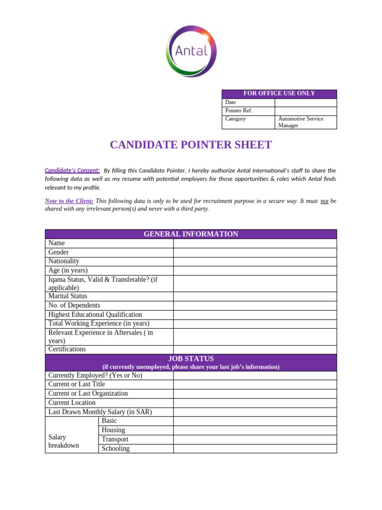 Candidate Pointer Filled | PDF | Résumé
