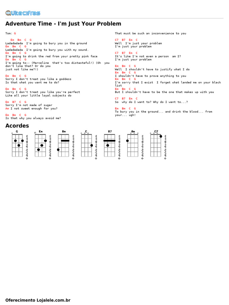 Adventure Time - I'm Just Your Problem (Uke Cifras) | PDF