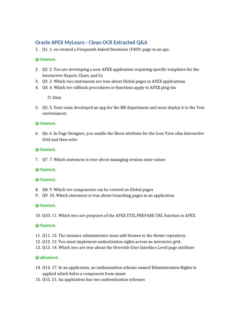 Oracle APEX MyLearn Q&A Guide | PDF