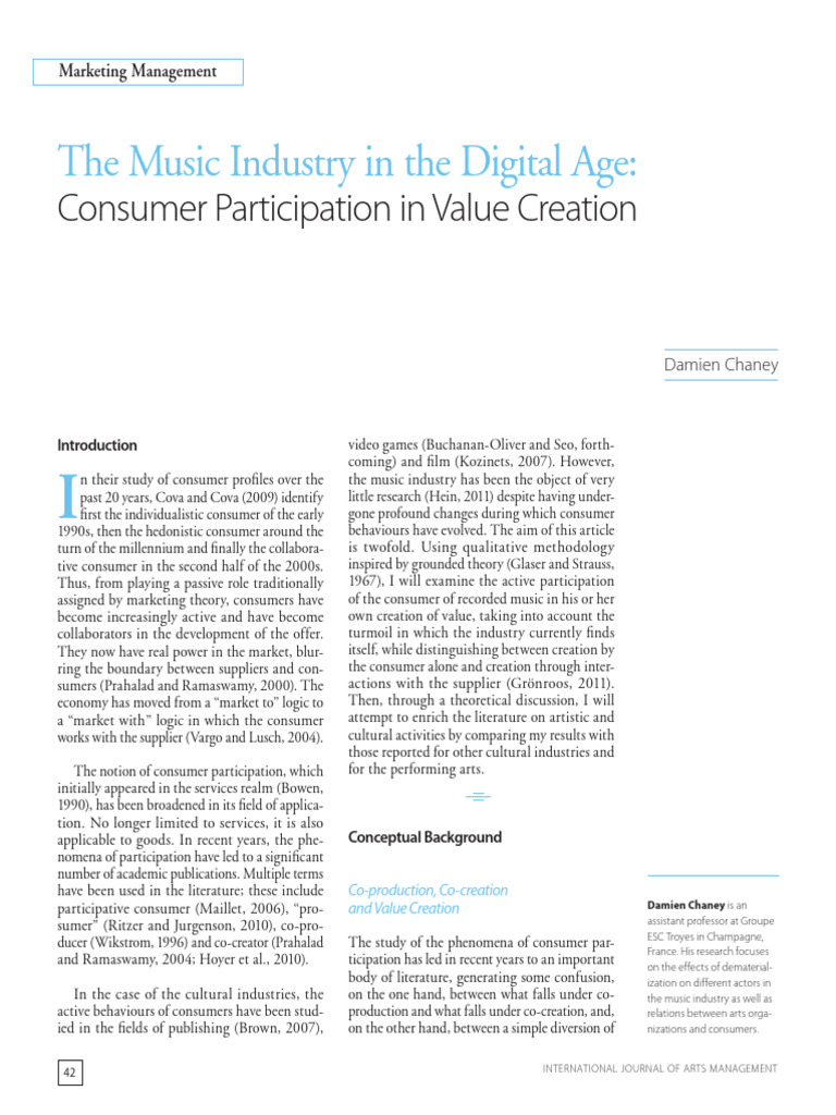The Music Industry in The Digital Age: Consumer Participation in Value ...
