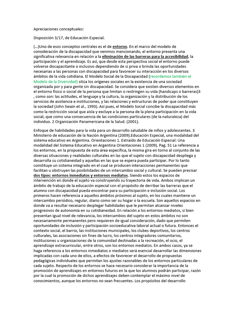 Concepto Entornos y Barreras Disp 3-2017 | PDF | Invalidez | Educación ...