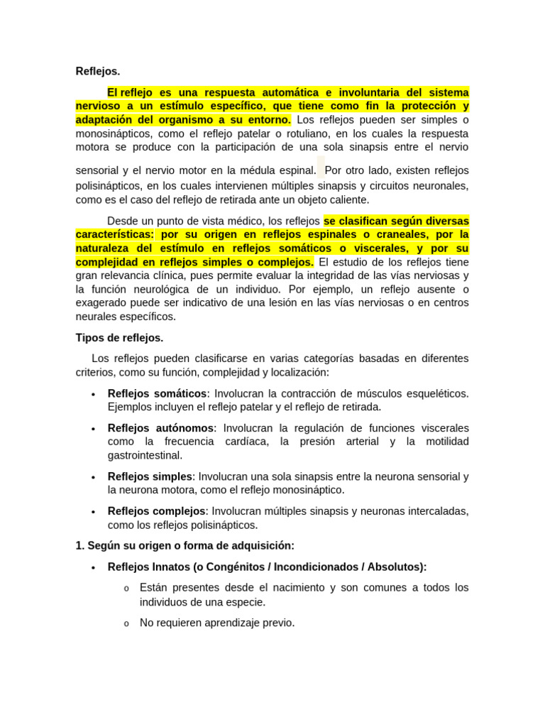 Tipos y Funciones de los Reflejos Humanos | PDF | Neurona motora ...