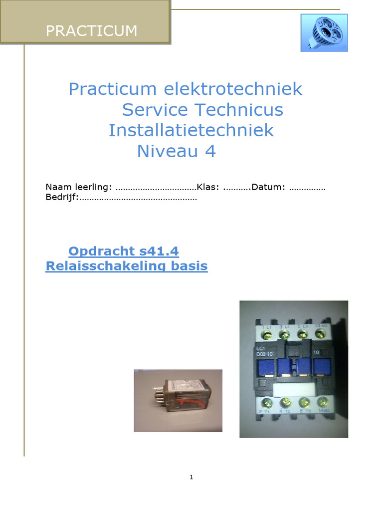 Practicum Elektrotechniek Service Technicus Installatietechniek Niveau ...