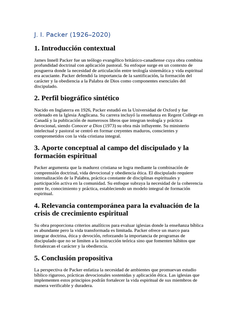 Legado de J. I. Packer en Discipulado | PDF | Teología