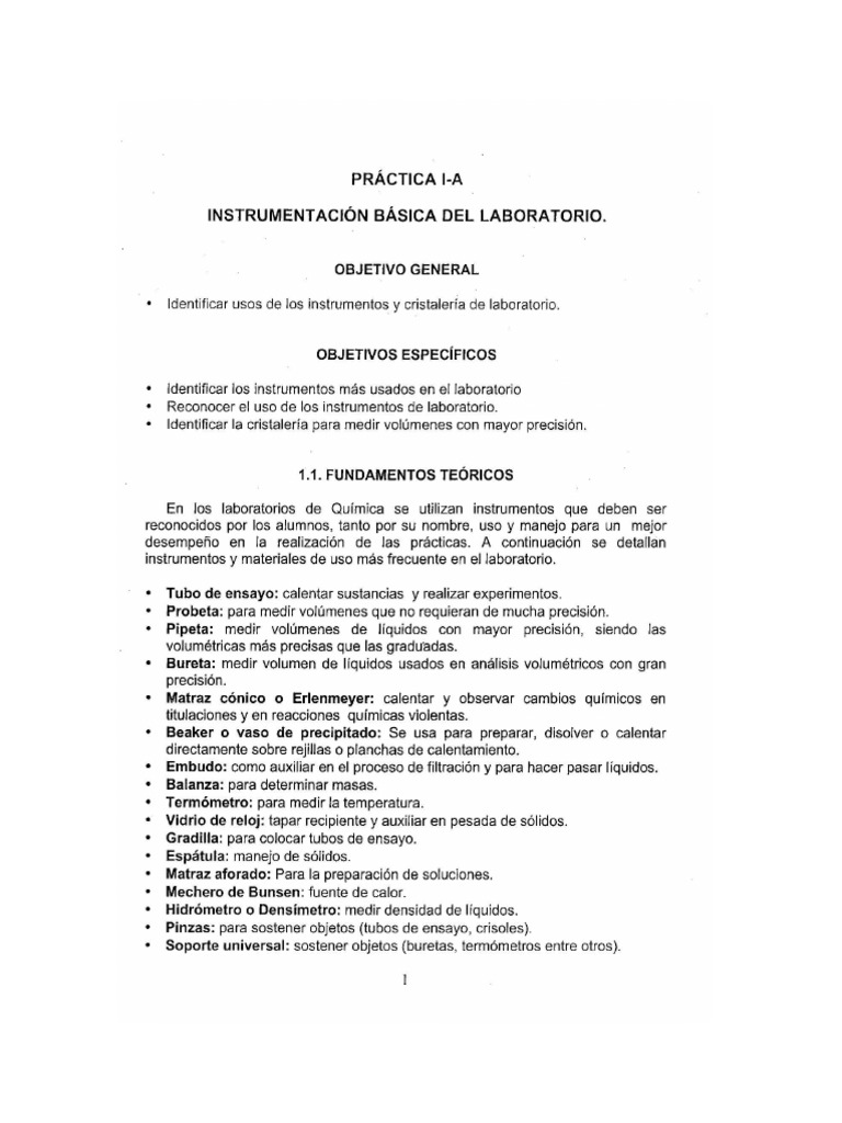PL 1 Instrumentos y Mechero de Bunsen | PDF