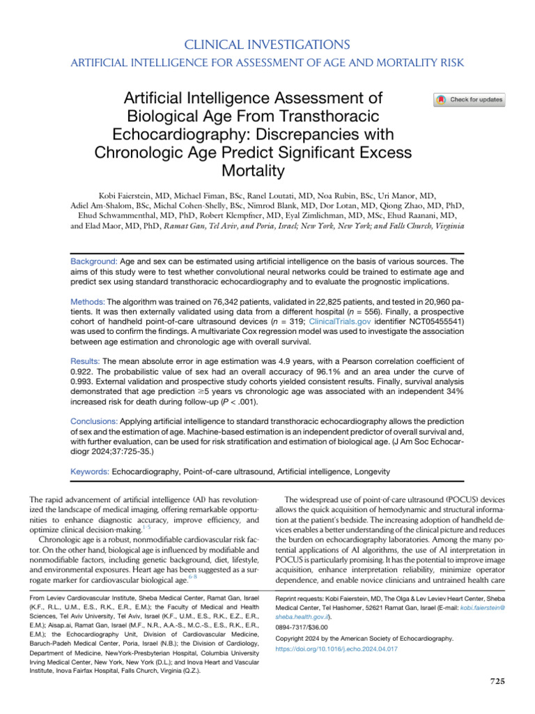 Artificial Intelligence Assessment of | PDF | Echocardiography ...