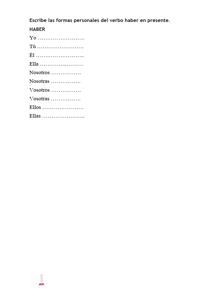 02 Ficha Verbo Haber | PDF