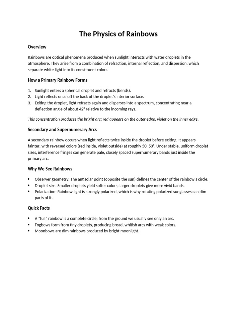 Research Page Physics of Rainbows | PDF