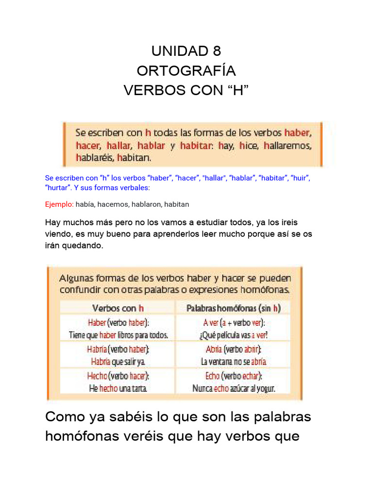 Verbos Con H | PDF